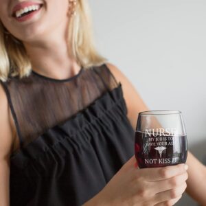 Find Funny Gift Ideas Nurse Wine Glasses for Women | RN Gifts for Nurses Women, ER Nurse Funny Gifts for Nurses Female, Nurses Gifts for Male Nurses | My Job Is To Save Your Rear Not Kiss It