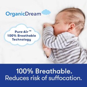 Organic Dream 5" Mini Crib Mattress - 100% Breathable Proven to Reduce Suffocation Risk - GREENGUARD I 2-Stage I Washable I Extra Firm Infant Side and Plush Toddler (38x24x5) - Deluxe 5" Thick