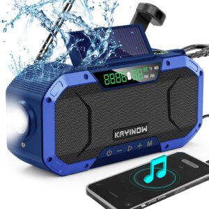 emergency weather radios hand crank solar bluetooth speaker,portable am fm noaa radio 5000mah battery powered waterproof wind up storm radio flashlight phone charger,reading light,sos for survival