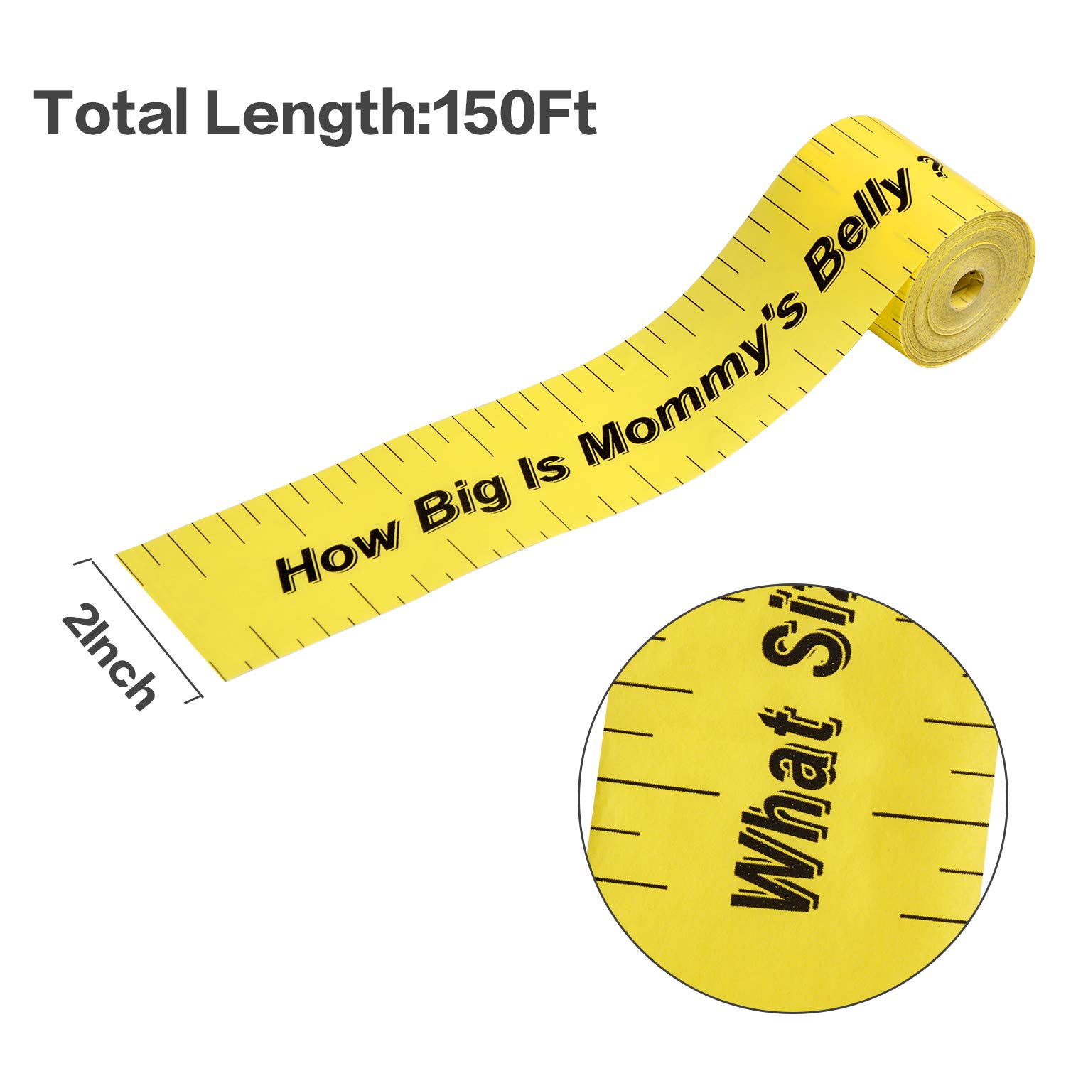 ABOAT 2 Rolls Belly Measuring Tape Tummy Measure for Baby Shower Game Party Supplies,Total 300Feet