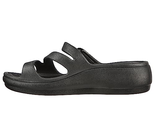 Skechers Women's Adjustable Wedge Sandal, Black, 7