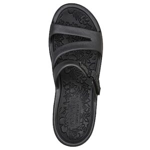 Skechers Women's Adjustable Wedge Sandal, Black, 7