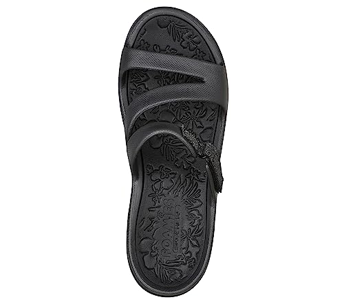 Skechers Women's Adjustable Wedge Sandal, Black, 7