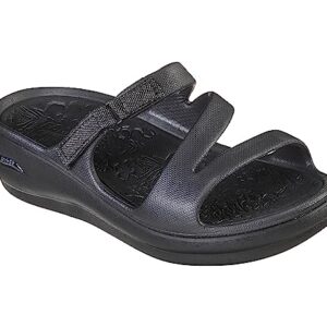 Skechers Women's Adjustable Wedge Sandal, Black, 7