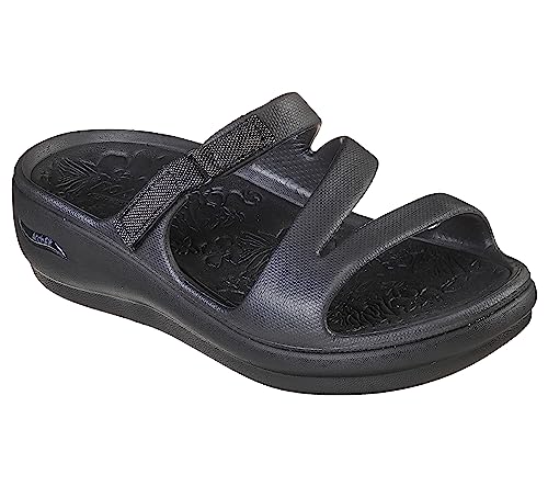 Skechers Women's Adjustable Wedge Sandal, Black, 7