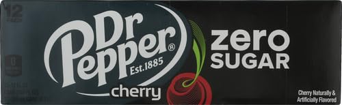 Dr Pepper Cherry Zero Sugar Soda, 12 fl oz cans (Pack of 12)