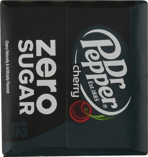 Dr Pepper Cherry Zero Sugar Soda, 12 fl oz cans (Pack of 12)