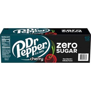 Dr Pepper Cherry Zero Sugar Soda, 12 fl oz cans (Pack of 12)