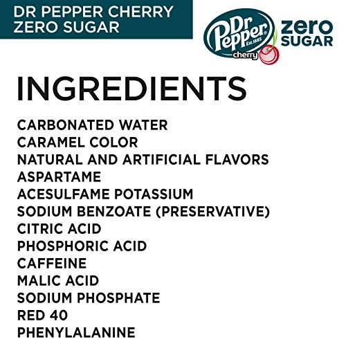 Dr Pepper Cherry Zero Sugar Soda, 12 fl oz cans (Pack of 12)