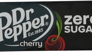 Dr Pepper Cherry Zero Sugar Soda, 12 fl oz cans (Pack of 12)