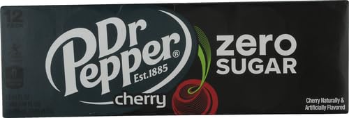 Dr Pepper Cherry Zero Sugar Soda, 12 fl oz cans (Pack of 12)