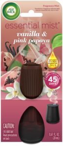 air wick essential mist refill, 1 ct, vanilla and pink papaya, essential oils diffuser, air freshener