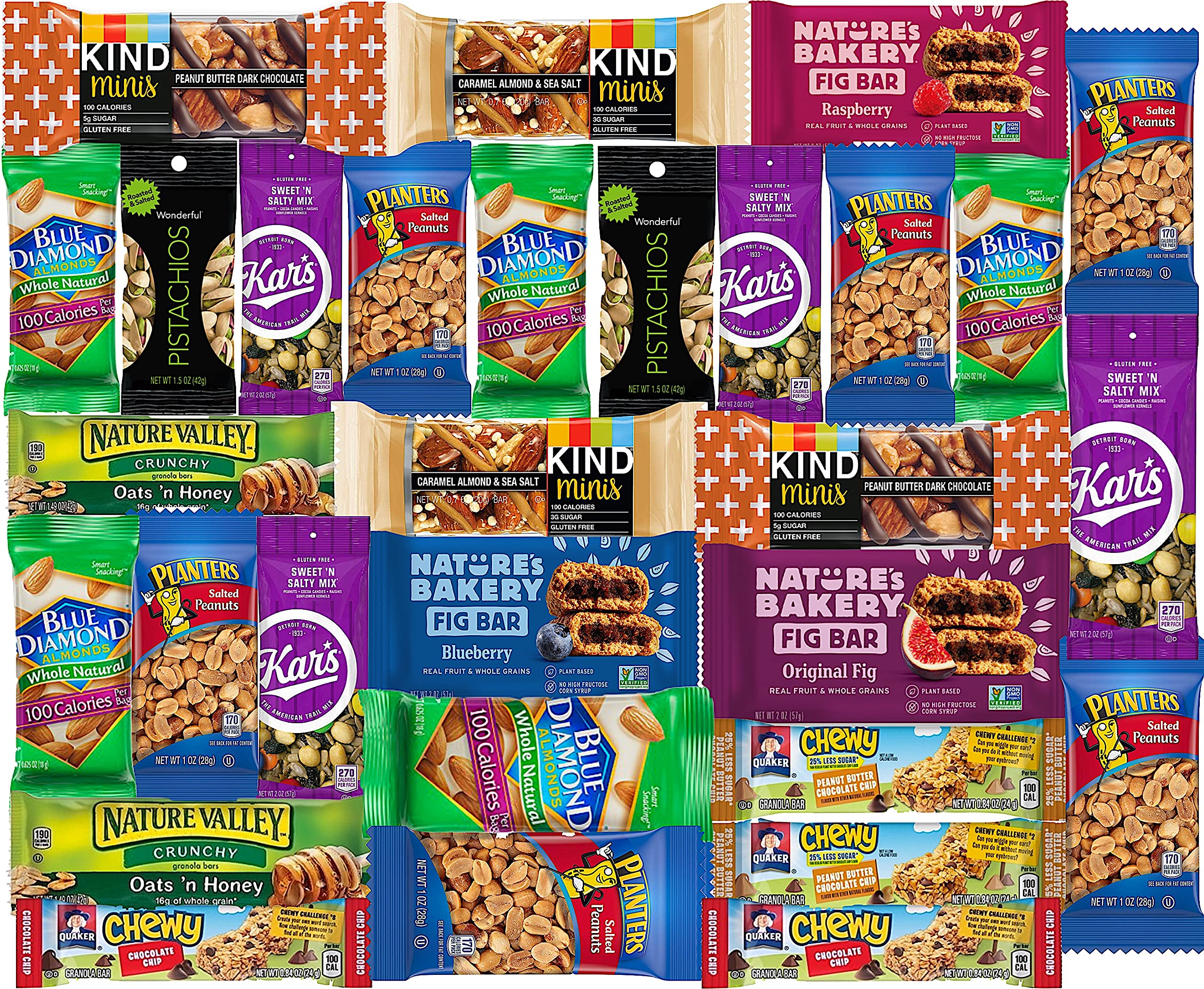 Ultimate Healthy Care Package ( 30 Count ) - Bars & Nuts Variety- Gift Box Bundle Present - Kids, Adults, Boys, Girls, College Student,