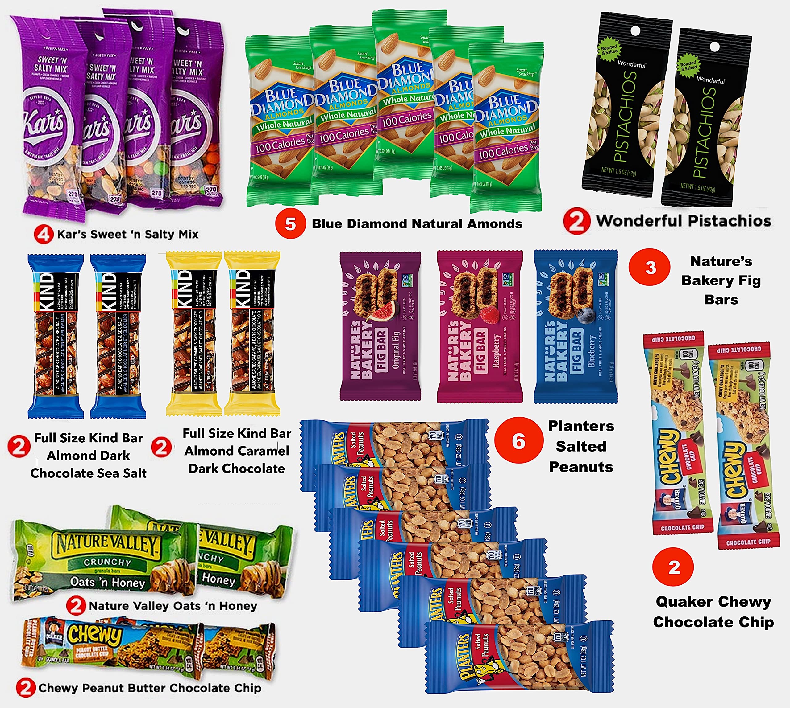 Ultimate Healthy Care Package ( 30 Count ) - Bars & Nuts Variety- Gift Box Bundle Present - Kids, Adults, Boys, Girls, College Student,