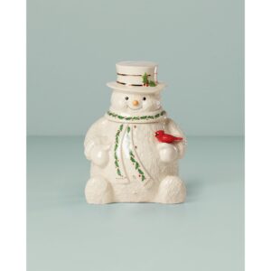 Lenox 892957 Happy Holly Days Snowman Cookie Jar, 4.85, Ivory