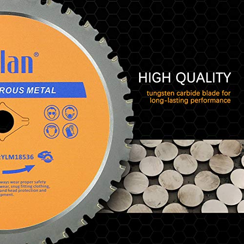 Yolan 7 1/4” Metal Cutting Circular Saw Blade, 7-1/4-Inch 180 Blade,36-Tooth,Carbide Tipped, 5/8-Inch Arbor, Diamond Knockout Arbor for TCT Miter Saw Blade, Cutting Metal & Steel,Ferrous Metal