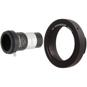 celestron 1.25" universal barlow and t-adapter & 93419 t-ring for 35 mm canon eos camera (black)