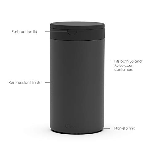 Spectrum Decorative Disinfecting Wipes Container (Black) - Refillable Dispenser for Bathroom, Kitchen, Classroom, Countertop, & Home Storage / Stainless Steel & Rust-Resistant