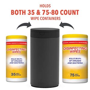 Spectrum Decorative Disinfecting Wipes Container (Black) - Refillable Dispenser for Bathroom, Kitchen, Classroom, Countertop, & Home Storage / Stainless Steel & Rust-Resistant