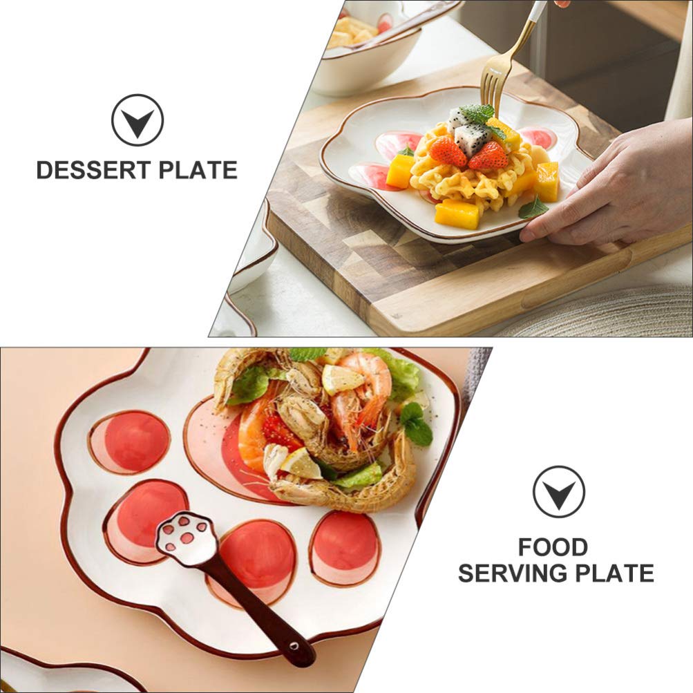 DOITOOL Appetizer Serving Tray 1pc Cat's Claw Cartoon Plate Ceramic Plate Household Ceramics Dessert Tray