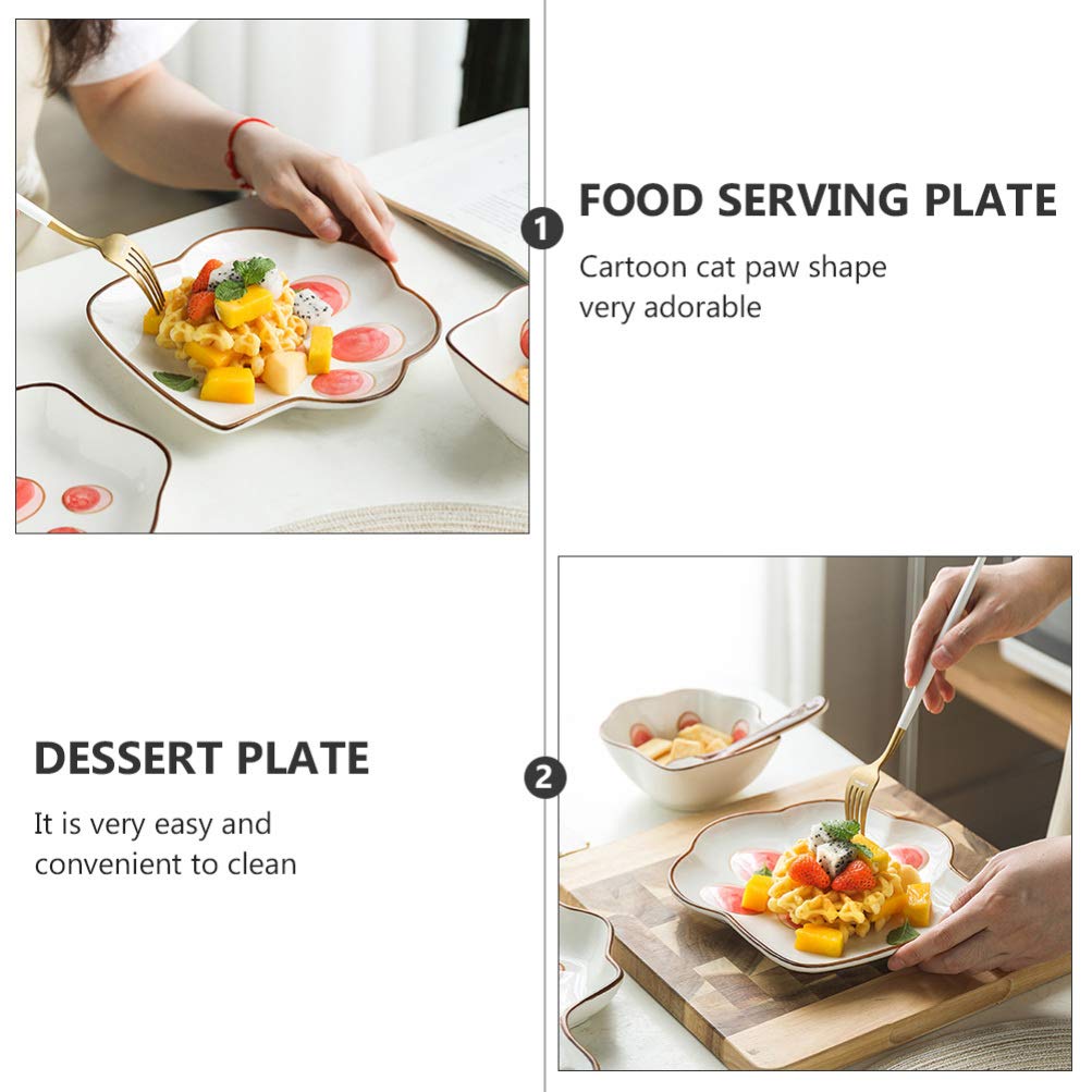 DOITOOL Appetizer Serving Tray 1pc Cat's Claw Cartoon Plate Ceramic Plate Household Ceramics Dessert Tray