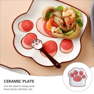 DOITOOL Appetizer Serving Tray 1pc Cat's Claw Cartoon Plate Ceramic Plate Household Ceramics Dessert Tray