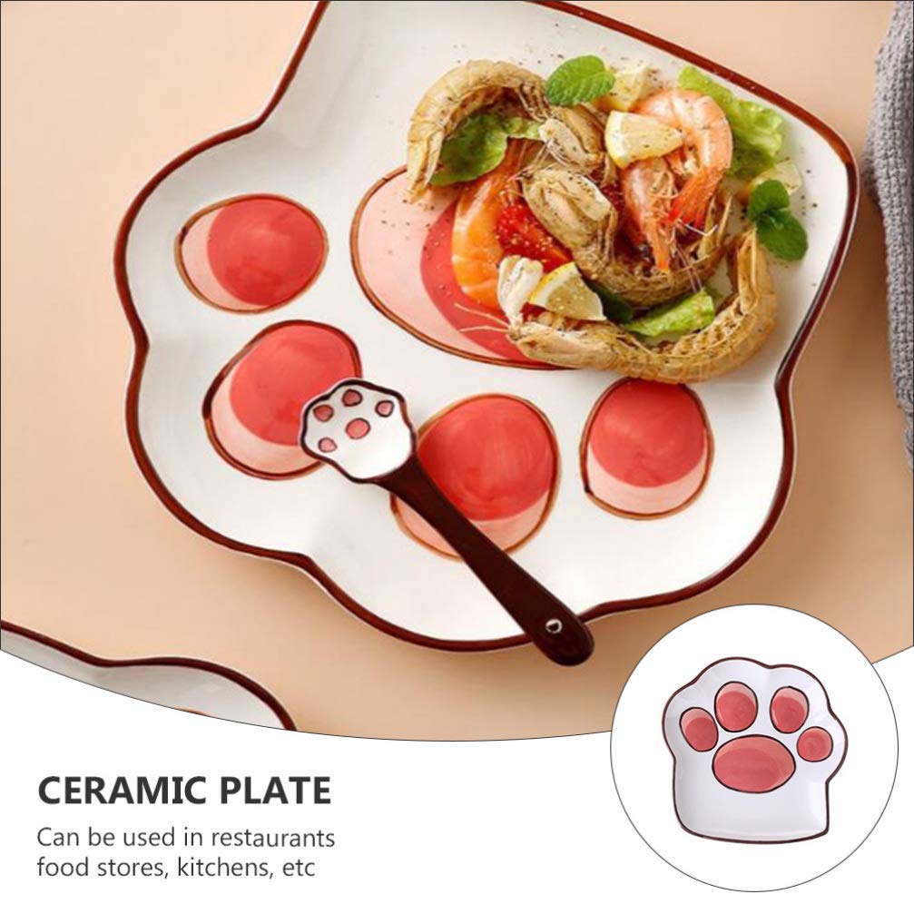 DOITOOL Appetizer Serving Tray 1pc Cat's Claw Cartoon Plate Ceramic Plate Household Ceramics Dessert Tray