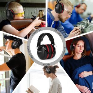 SULWZM Hearing Protection Ear Muffs,NRR 28db Noise Cancelling for Shooting, Mowing, Construction,Red