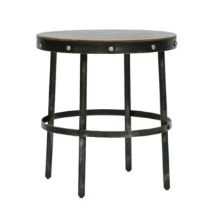 christopher knight home rivet side table, anitique gunmetal + brown wash