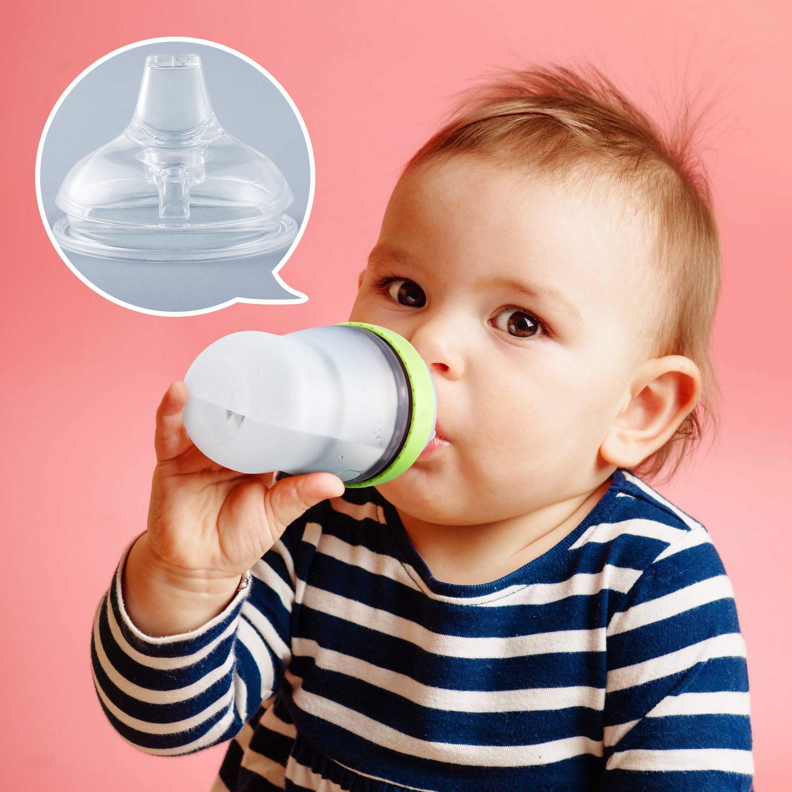 Nuanchu 4 Pieces Baby Bottle Nipples Baby Spout Nipples Variable Flow Baby Nipples Silicone Spout Nipples Compatible with Comotomo Baby Bottle, Fits for Babies Over 6 Months Old, Duckbill Cross