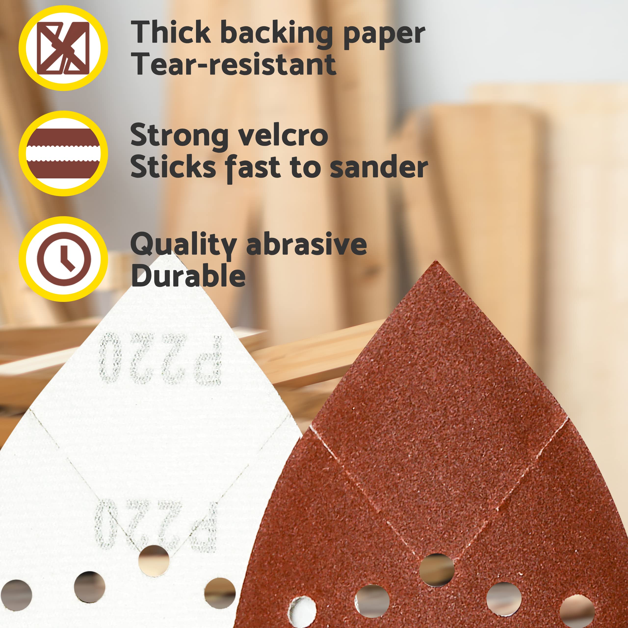 Black and Decker Mouse Sander Pads 220 Grit 50 Pack, Mouse Sander Sandpaper, Detail Palm Sand Paper Set, 12 Hole Hook and Loop Sanding Pads by S&F STEAD & FAST