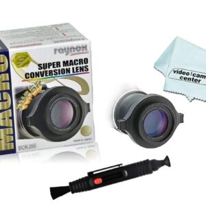 Raynox DCR-250 2.5x Super Macro Lens Universal Snap-on Mount for 52mm to 67mm + Lens Optic Pen Cleaner + 1 VCC113 Micro-Fiber Cloth, Black