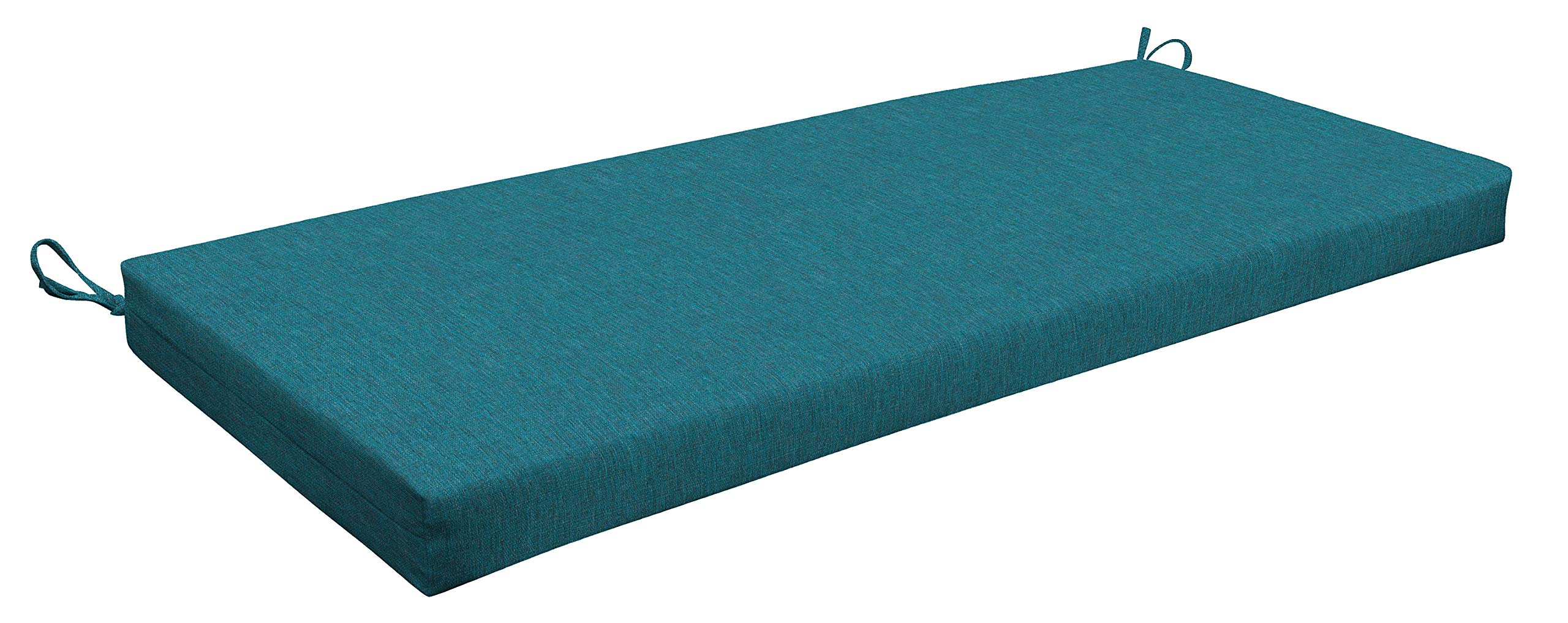 Honeycomb Indoor/Outdoor Textured Solid Teal Bench Cushion: Recycled Fiberfill, Weather Resistant, Reversible, Comfortable and Stylish Patio Cushion: 44" W x 18.5" D x 3" T