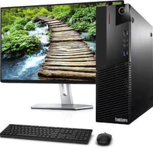 lenovo m93p sff computer desktop pc, intel core i5 3.2ghz processor, 16gb ram, 128gb m.2 ssd, 2tb hdd, wireless keyboard & mouse, wifi | bluetooth, new 23.8" fhd led monitor, win 10 pro (renewed)