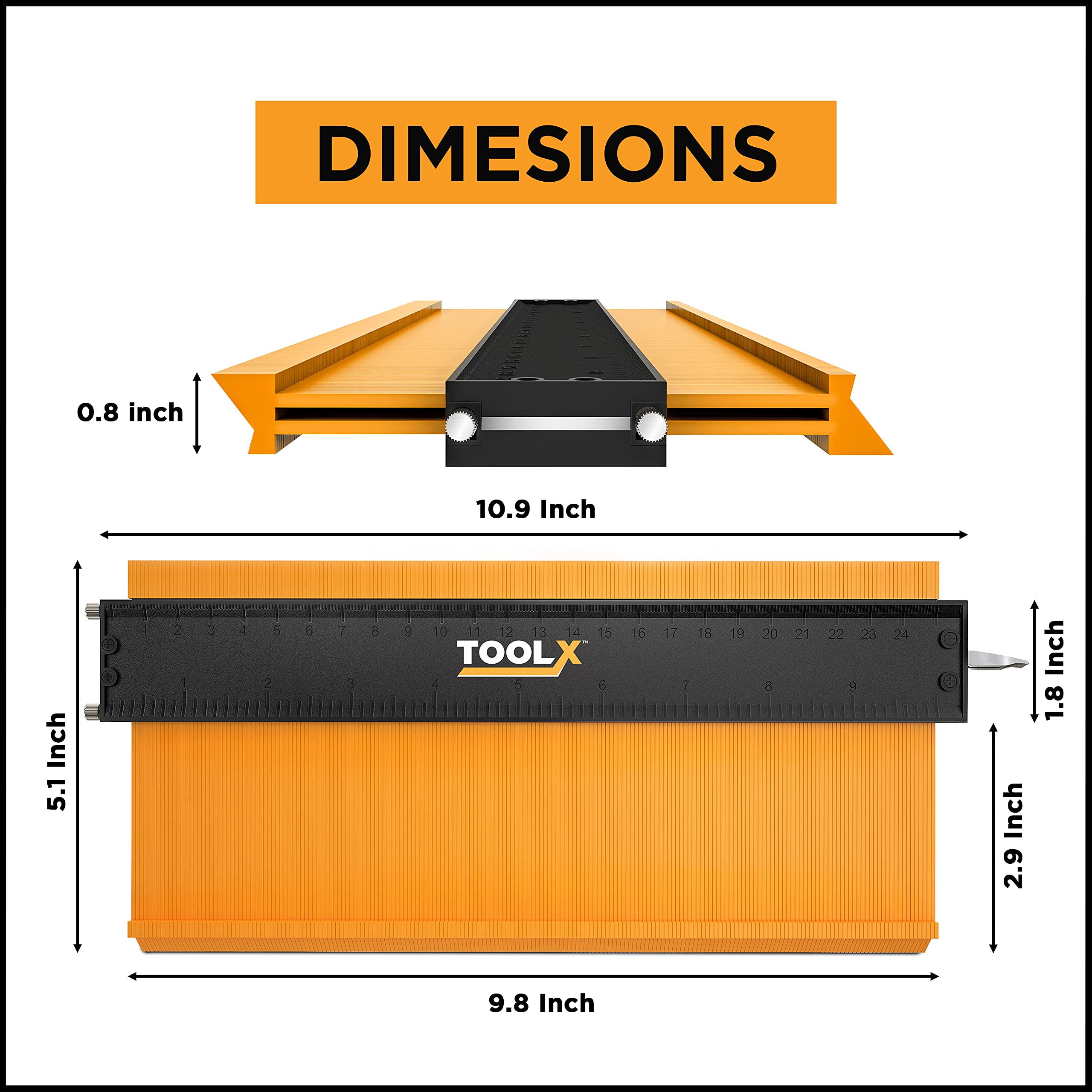 TOOLX Super Gauge Shape and Outline Tool (10 Inch Lock)- Contour Gauge Tool | Christmas Gifts for Men 2023, Mens Gifts, Birthday Gifts for Men, Gifts for Boyfriend | Stocking Stuffers for Adults