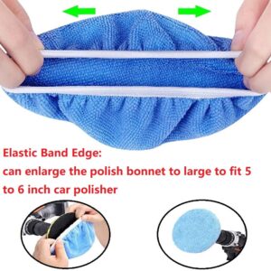 Buffer Bonnets for 5 to 6 inch, 8pcs Buffing Pads Bonnets, Polishing Bonnets 5-6 inch, Buffing Bonnets, Microfiber Bonnets, for 5-6inch Orbital Buffer Polisher (5-6inch-8pcs 4colors)