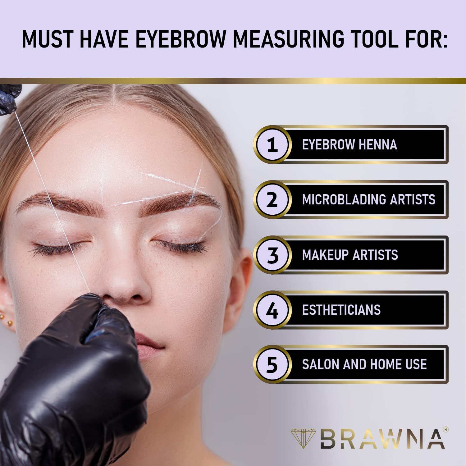 BRAWNA [ Upgraded Version ] 30 Meters White Brow Mapping string for Eyebrow Measuring - Microblading Supplies - PMU Kit - Pre inked Mapping Thread