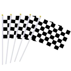 kind girl 50 pack checkered flag racing flag hand held stick flags, black & white checkered flag racing pennant banner flags,decorations supplies for racing,race car party,sport events,kids birthday