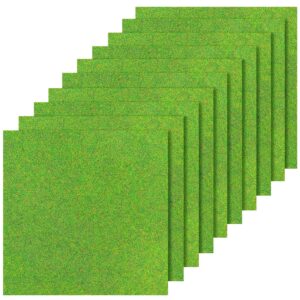 10pcs fairy artificial grass miniature, artificial garden grass diorama supplies, 6 x 6 inches miniature artificial craft grass plastic grass mat crafts dollhouse diy grass garden miniatures