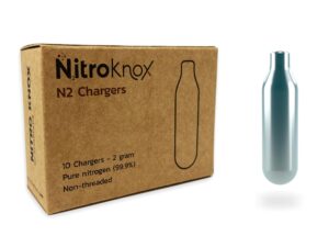 nitroknox n2 chargers for nitro cold brew coffee 10 pack non-threaded pure nitrogen cartridges