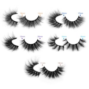 False Eyelashes Wispy 18mm Natural 3D Faux Mink Lashes Pack 10 Pairs 10 Styles Mixed Soft Reusable Fake Eyelashes Bulk with Glitter Portable Boxes