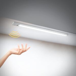 everbrite 70led dimmer under cabinet lighting, hand wave control & motion sensor, magnetic under counter lighting, ultra thin led light bar for closet, cabinet and hallway, 300 lumen, 6000k