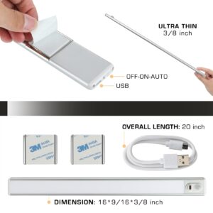 EverBrite 70LED Dimmer Under Cabinet Lighting, Hand Wave Control & Motion Sensor, Magnetic Under Counter Lighting, Ultra Thin LED Light Bar for Closet, Cabinet and Hallway, 300 Lumen, 6000K