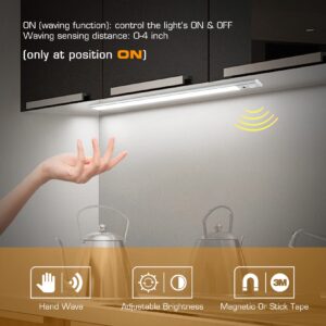 EverBrite 70LED Dimmer Under Cabinet Lighting, Hand Wave Control & Motion Sensor, Magnetic Under Counter Lighting, Ultra Thin LED Light Bar for Closet, Cabinet and Hallway, 300 Lumen, 6000K