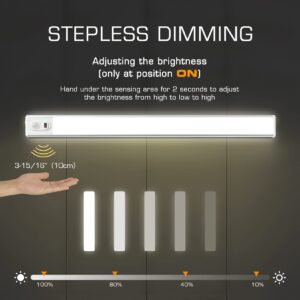 EverBrite 70LED Dimmer Under Cabinet Lighting, Hand Wave Control & Motion Sensor, Magnetic Under Counter Lighting, Ultra Thin LED Light Bar for Closet, Cabinet and Hallway, 300 Lumen, 6000K