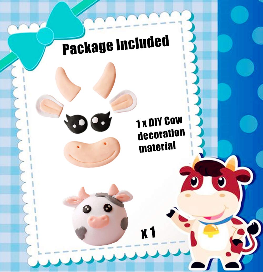 JeVenis Cute Cow Cake Decoration Farm Animal Birthday Cow Cake Topper for Baby Shower Party Decorations