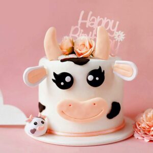 JeVenis Cute Cow Cake Decoration Farm Animal Birthday Cow Cake Topper for Baby Shower Party Decorations