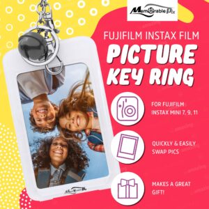 Memorablepix Instax Polaroid Mini Film Key Chain - Custom Picture Key Ring for Fujifilm Mini 9 Photo Film (White, Set of 1)