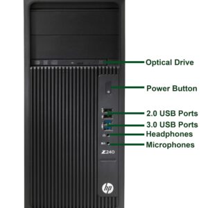 HP Z240 Tower Computer Workstation PC, Intel Core i5 6600 3.3GHz Processor, 32GB DDR4 Ram, 1TB SSD, Wireless Keyboard & Mouse, WiFi | Bluetooth, Windows 10 Professional (Renewed)