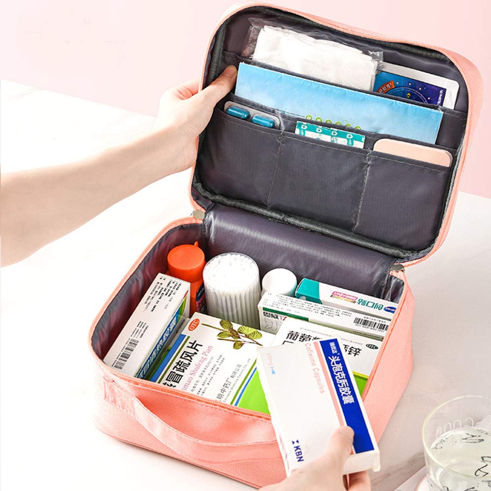 Pill Manager Travel Bag Case Empty for Medicine Meditation Tablet Prescription Vitamins Weekly Bottle Storage Organizer Portable Large Med Pouch Kids Women Men Boys Medical Supplies (Green)